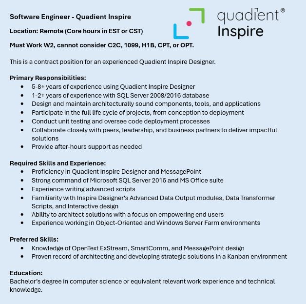 Tom Mazzulla on LinkedIn: #softwareengineer #quadientinspire # ... Tom Mazzulla on LinkedIn: #softwareengineer #quadientinspire # ...