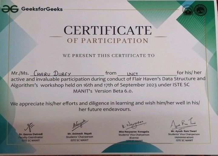 Charu Dubey on LinkedIn: DSA workshop Charu Dubey on LinkedIn: DSA workshop