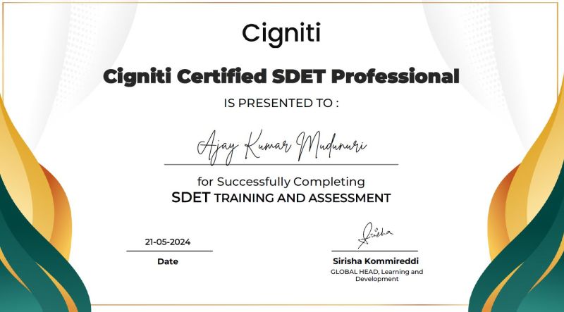 Ajaykumar Mudunuri on LinkedIn: #sdet #cigniticertified # ... Ajaykumar Mudunuri on LinkedIn: #sdet #cigniticertified # ...