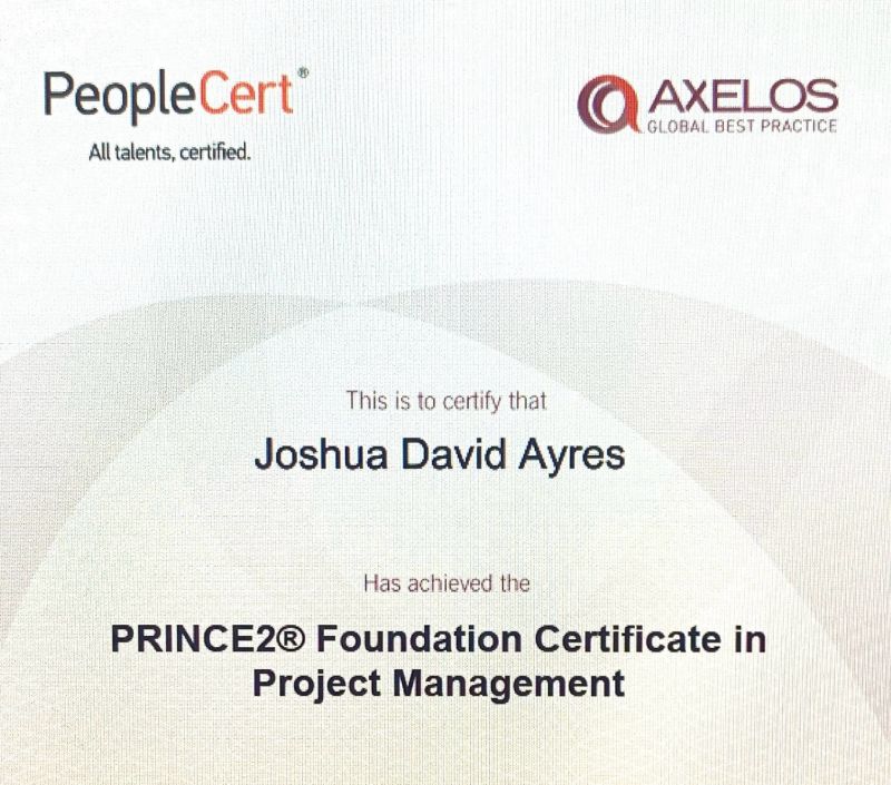 Joshua Ayres on LinkedIn: I’m pleased to have earned my “Prince2 ... Joshua Ayres on LinkedIn: I’m pleased to have earned my “Prince2 ...