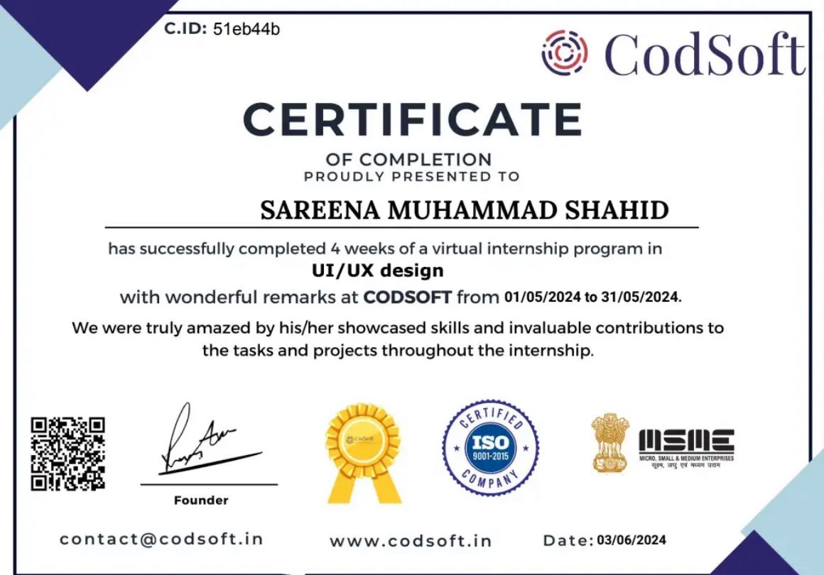 Sareena Shahid on LinkedIn: #codsoft Sareena Shahid on LinkedIn: #codsoft