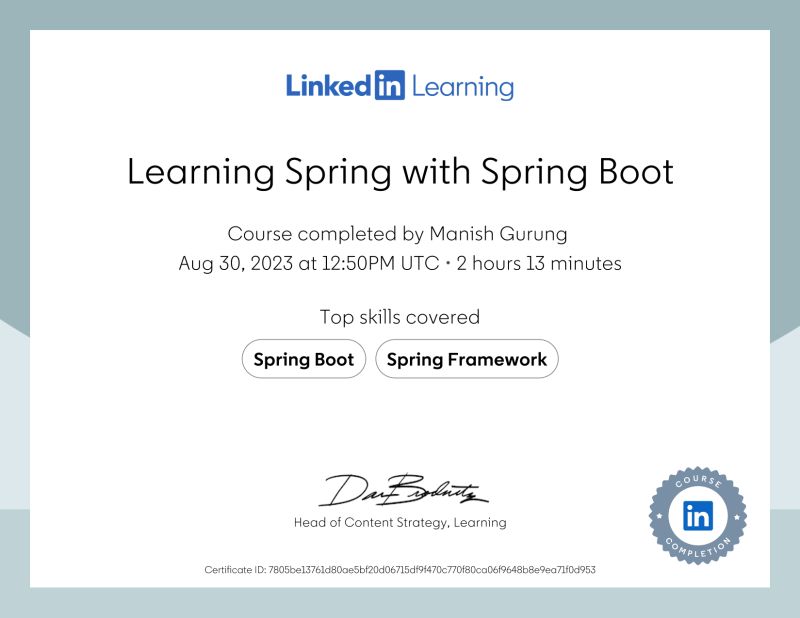Manish Gurung on LinkedIn: Certificate of Completion Manish Gurung on LinkedIn: Certificate of Completion
