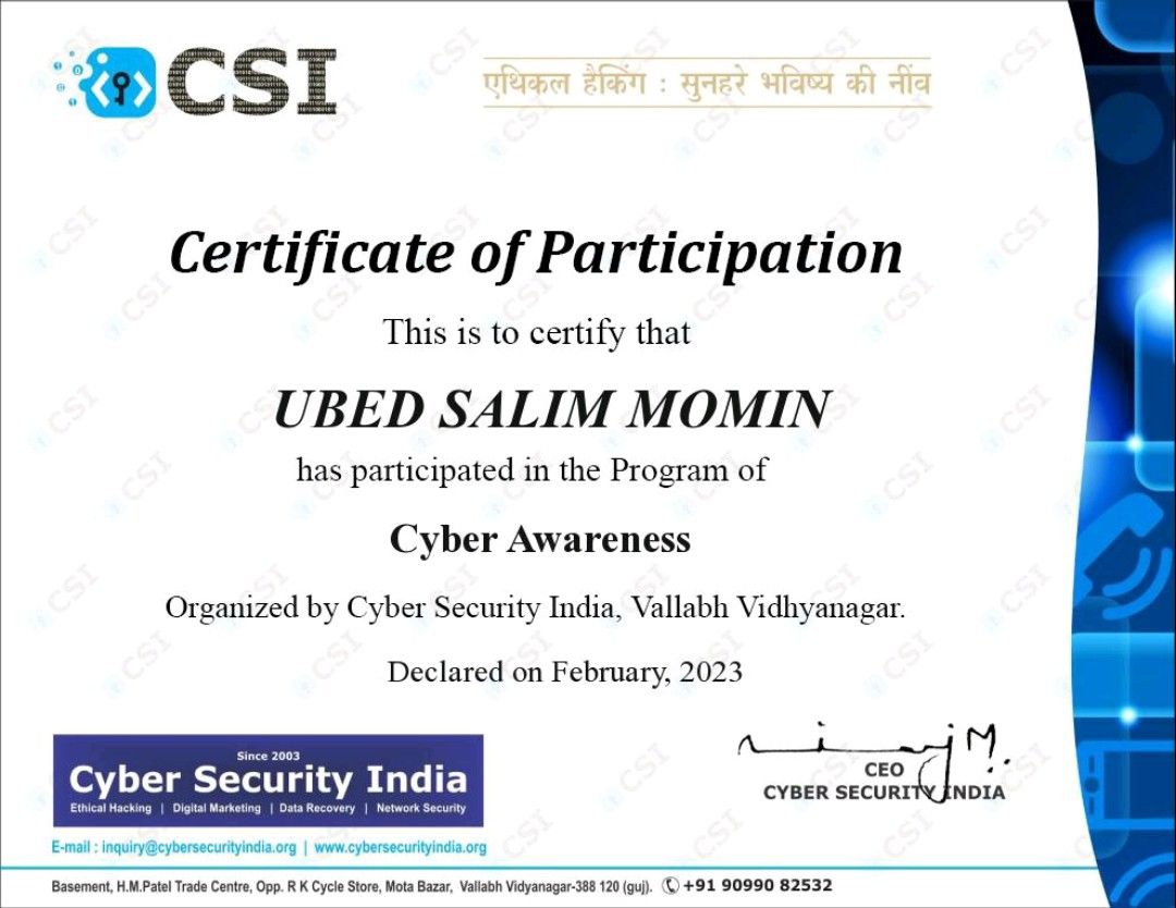 Ubed Momin on LinkedIn: #cybersecurity #csi #cybercrime #cyberawareness Ubed Momin on LinkedIn: #cybersecurity #csi #cybercrime #cyberawareness