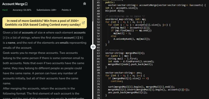 Pratham Israni on LinkedIn: Day 15 Consistent Coding GFG: Account Merge ... Pratham Israni on LinkedIn: Day 15 Consistent Coding GFG: Account Merge ...