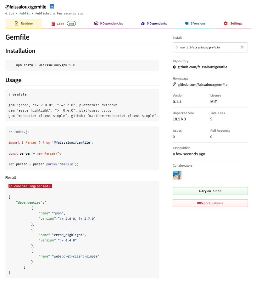 Faissal Wahabali on LinkedIn: #javascript #npm #gemfile #opensource Faissal Wahabali on LinkedIn: #javascript #npm #gemfile #opensource