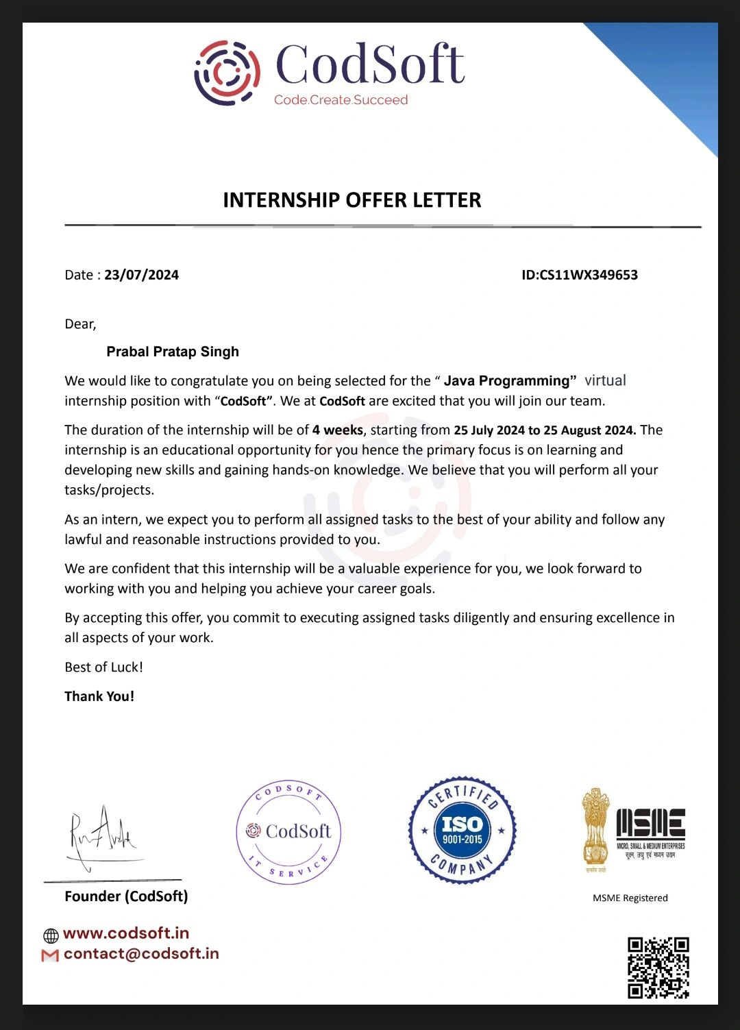 Prabal Pratap Singh on LinkedIn: #codsoft #javainternship Prabal Pratap Singh on LinkedIn: #codsoft #javainternship