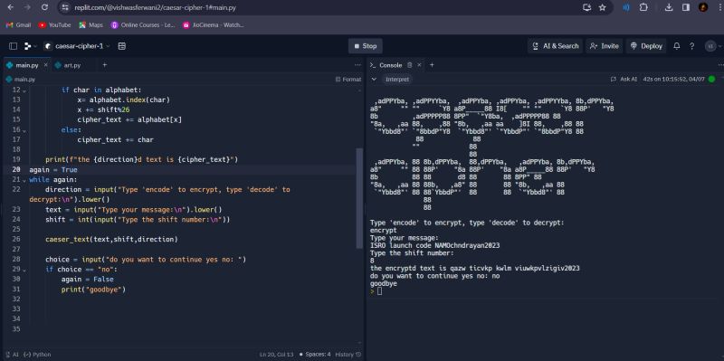 Vishwas Ferwani on LinkedIn: Created a mini project Caeser cipher ... Vishwas Ferwani on LinkedIn: Created a mini project Caeser cipher ...