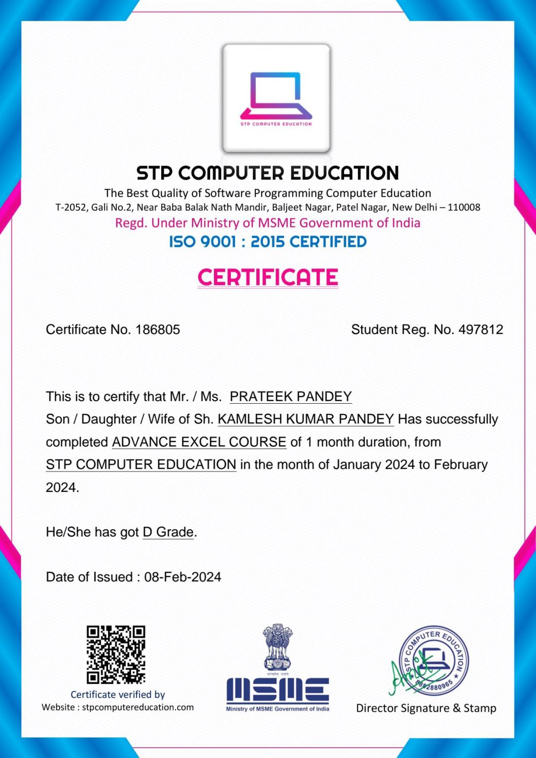 Prateek Pandey on LinkedIn: Advance Microsoft Excel Certificate Prateek Pandey on LinkedIn: Advance Microsoft Excel Certificate
