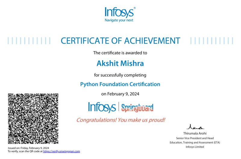 Akshit Mishra on LinkedIn: #python #certification # ... Akshit Mishra on LinkedIn: #python #certification # ...