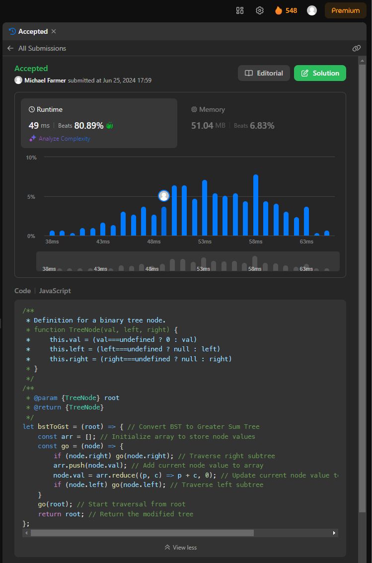 Michael Farmer on LinkedIn: Day 548 of Daily LeetCode | 1038. Binary ... Michael Farmer on LinkedIn: Day 548 of Daily LeetCode | 1038. Binary ...
