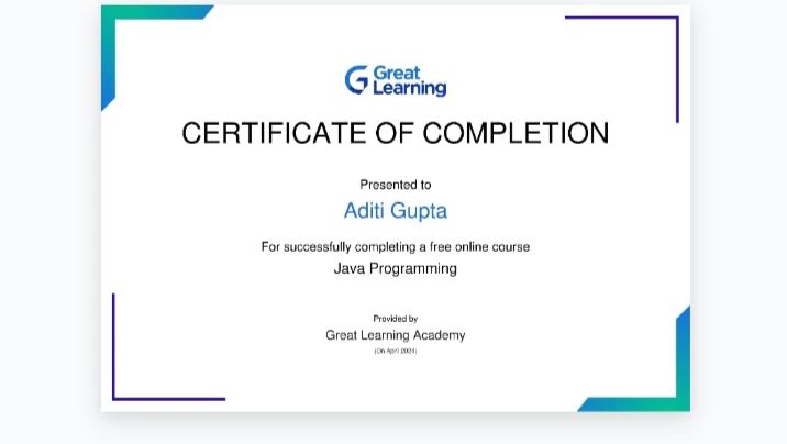 Aditi Gupta on LinkedIn: Hi all I have successfully completed java ️ ... Aditi Gupta on LinkedIn: Hi all I have successfully completed java ️ ...
