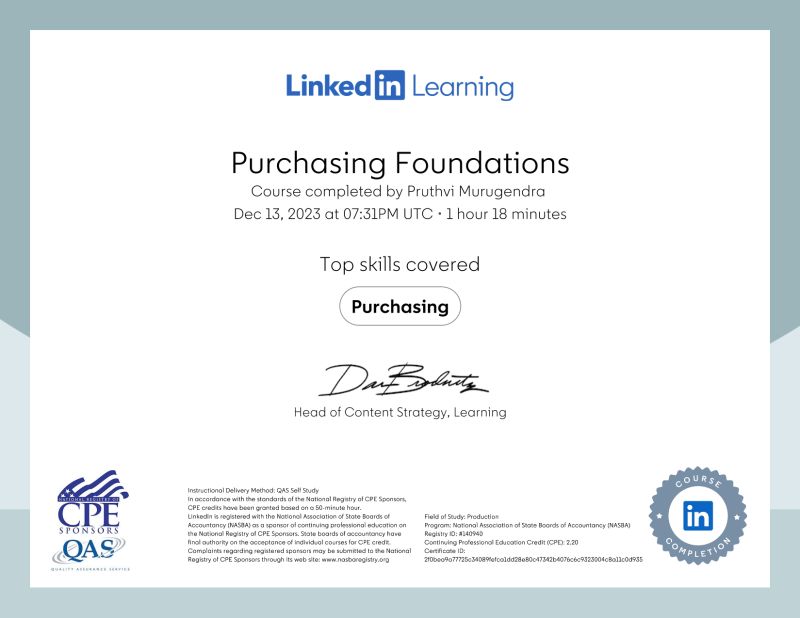 Pruthvi Murugendra on LinkedIn: Certificate of Completion Pruthvi Murugendra on LinkedIn: Certificate of Completion