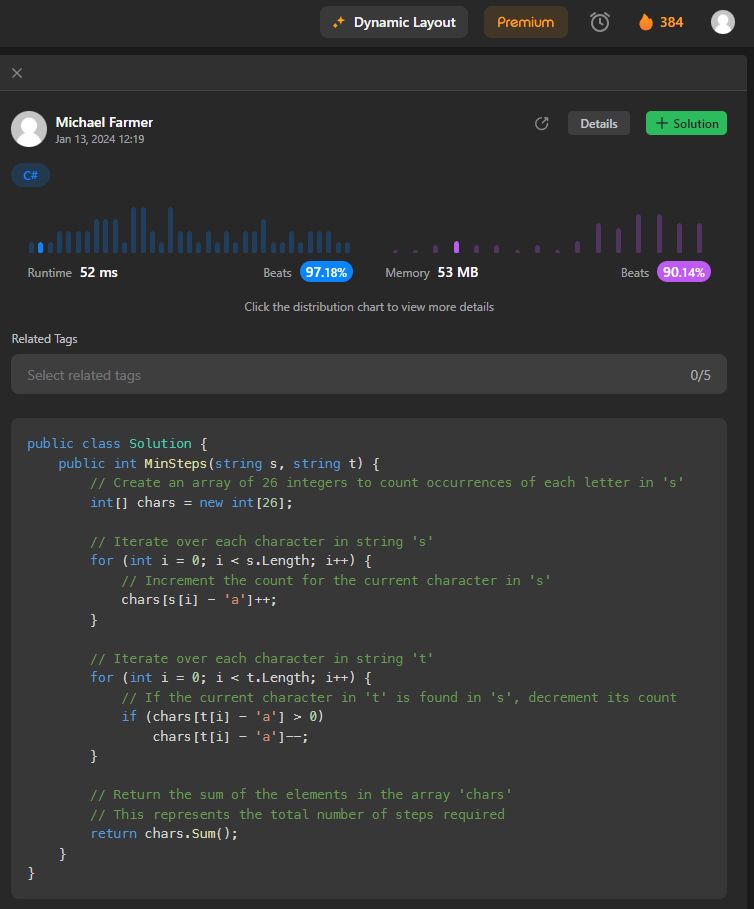 Michael Farmer on LinkedIn: Day 384 of Daily LeetCode | 1347. Minimum ... Michael Farmer on LinkedIn: Day 384 of Daily LeetCode | 1347. Minimum ...