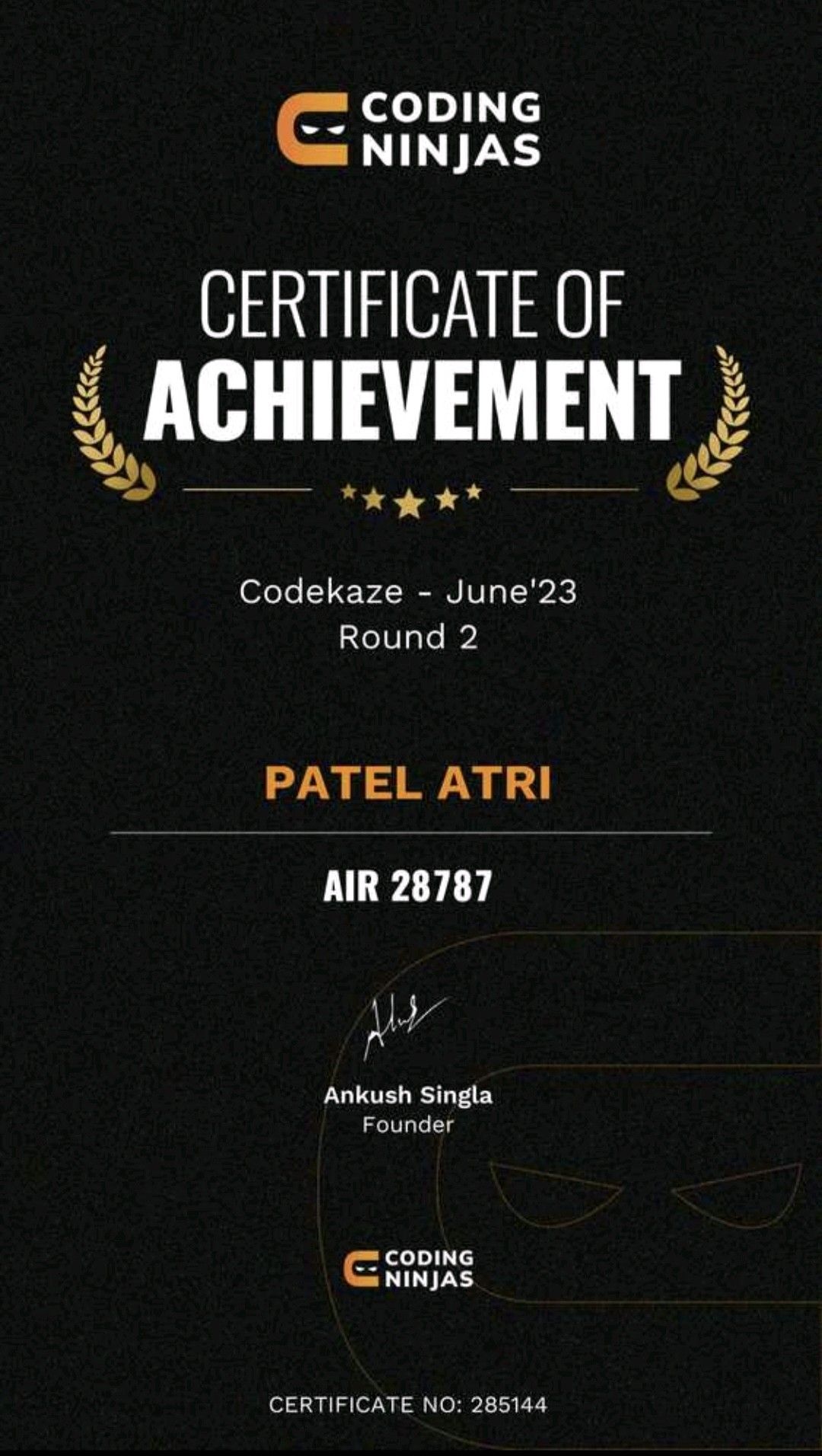 Atri Patel on LinkedIn: #codingninjas #codekaze Atri Patel on LinkedIn: #codingninjas #codekaze