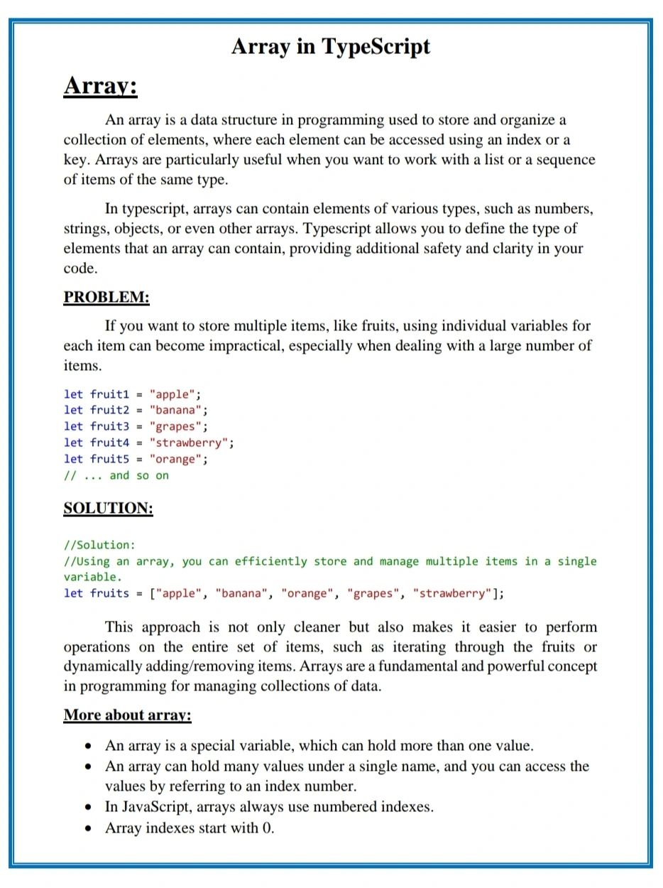 Mohsin Raza on LinkedIn: What is An Array in typescript ? An Array is a ... Mohsin Raza on LinkedIn: What is An Array in typescript ? An Array is a ...