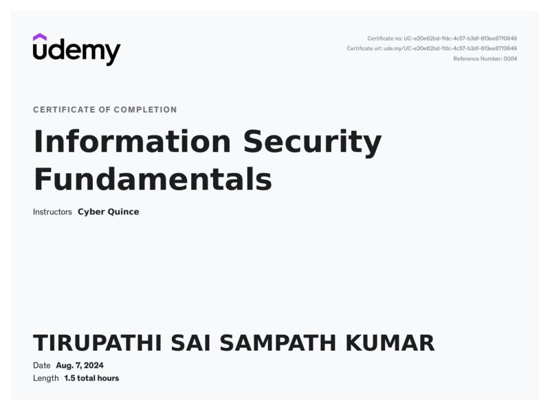 Sampath Mudiraj on LinkedIn: #cybersecurity #infosec #udemy #certified ... Sampath Mudiraj on LinkedIn: #cybersecurity #infosec #udemy #certified ...