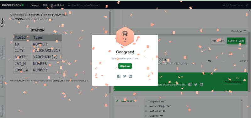 Anamika Kumari on LinkedIn: #hackerrank #sql #learningjourney #dataskills… Anamika Kumari on LinkedIn: #hackerrank #sql #learningjourney #dataskills…