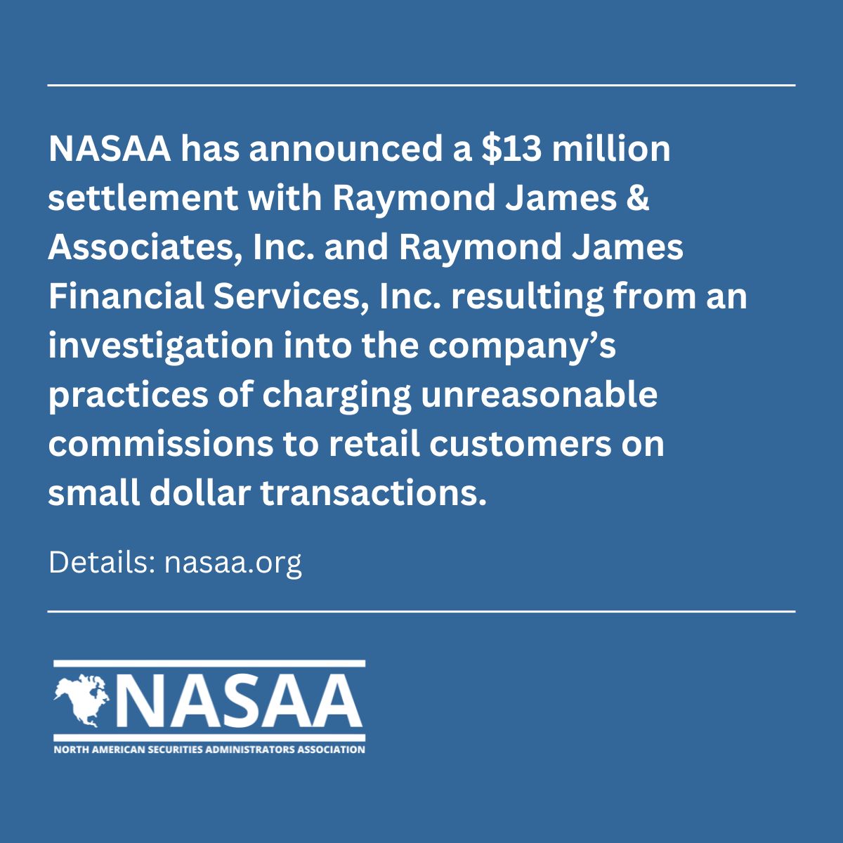 NASAA on LinkedIn: NASAA has announced a $13 million settlement with ... NASAA on LinkedIn: NASAA has announced a $13 million settlement with ...