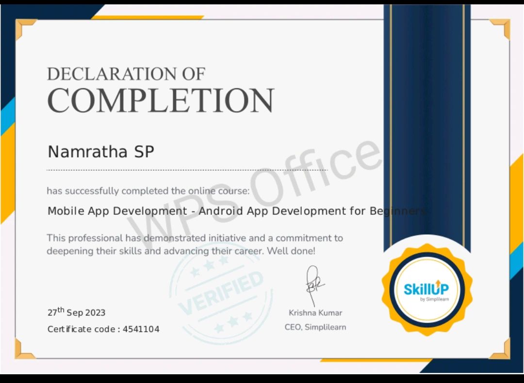 Namratha S P on LinkedIn: #simplilearn #certificationcourse Namratha S P on LinkedIn: #simplilearn #certificationcourse