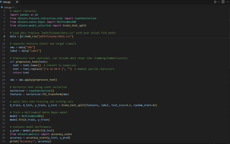 Anmol Anand Yadav on LinkedIn: SMS CLASSIFIER TASK BY PYTHON FOR DATA ... Anmol Anand Yadav on LinkedIn: SMS CLASSIFIER TASK BY PYTHON FOR DATA ...