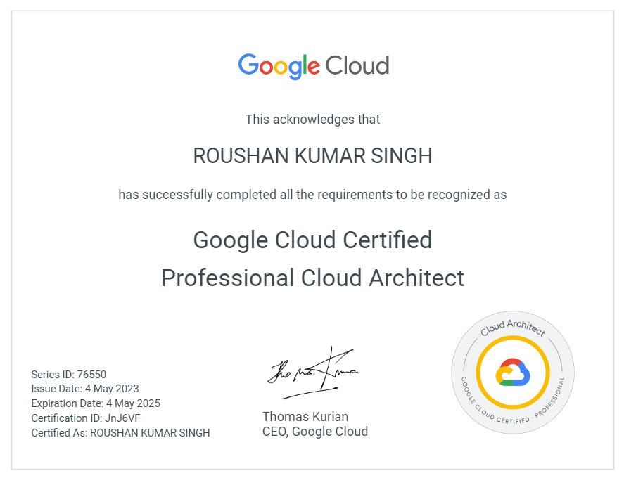 ROUSHAN KUMAR SINGH on LinkedIn: #cloud #google #architect # ... ROUSHAN KUMAR SINGH on LinkedIn: #cloud #google #architect # ...