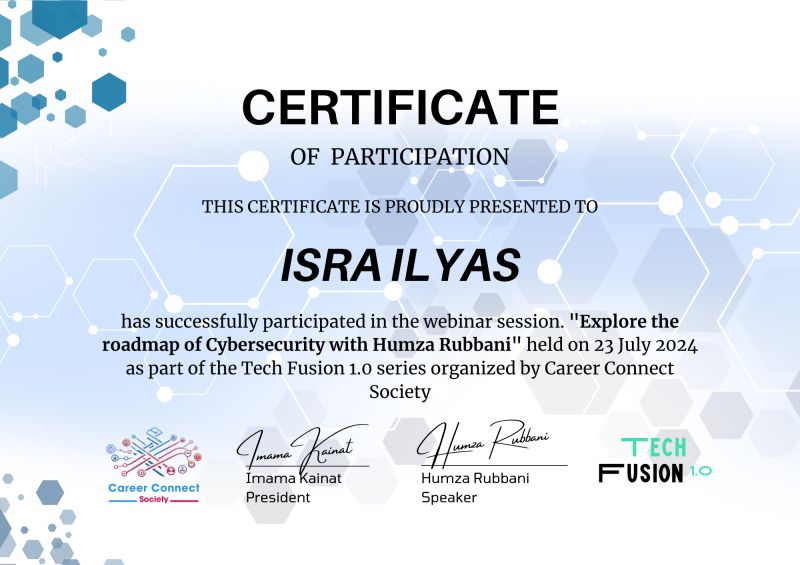 Isra ILyas Qureshi on LinkedIn: #cybersecurity #careerconnectsociety Isra ILyas Qureshi on LinkedIn: #cybersecurity #careerconnectsociety