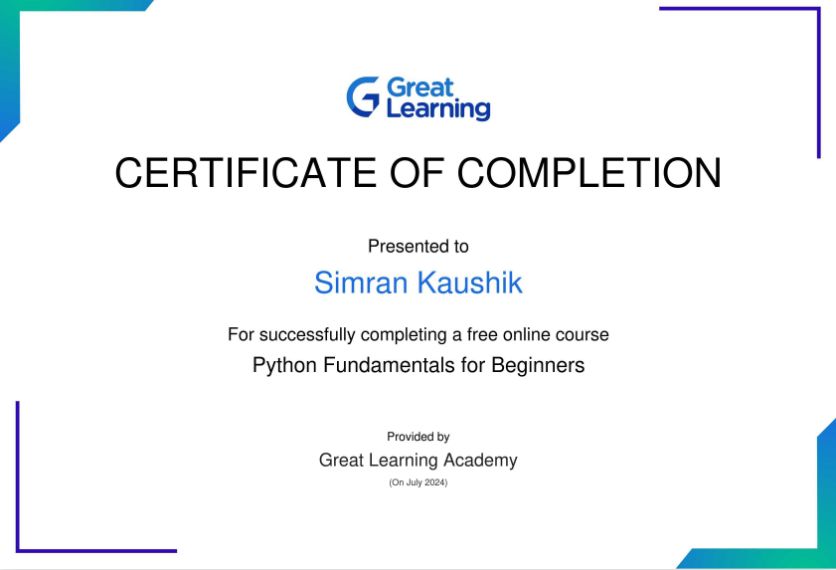 SIMRAN KAUSHIK on LinkedIn: #pythonfundamentals # ... SIMRAN KAUSHIK on LinkedIn: #pythonfundamentals # ...