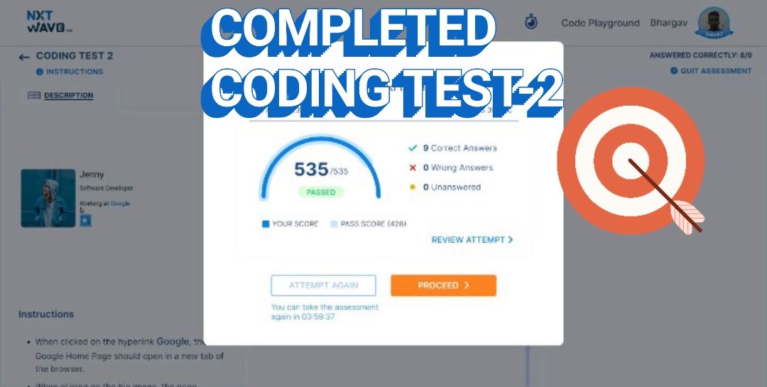 Bhargav Kammari on LinkedIn: Completed Coding test-2 Successfully 🥳 Bhargav Kammari on LinkedIn: Completed Coding test-2 Successfully 🥳
