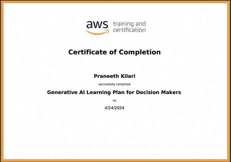 Praneeth Kilari on LinkedIn: #ai #decisionmaking #amazoncertified Praneeth Kilari on LinkedIn: #ai #decisionmaking #amazoncertified