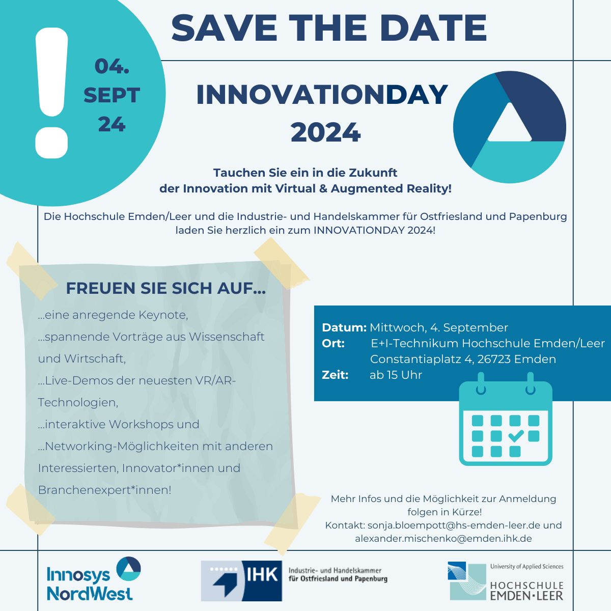 Innosys NordWest auf LinkedIn: Save the Date: INNOVATIONDAY 2024 ... Innosys NordWest auf LinkedIn: Save the Date: INNOVATIONDAY 2024 ...