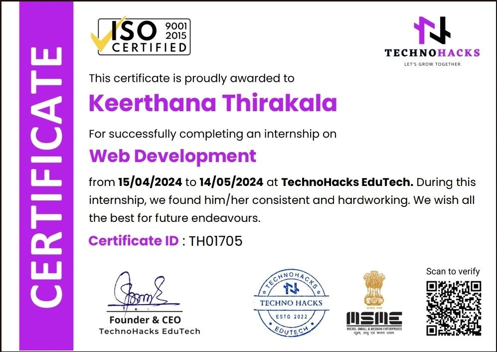 Keerthana T. on LinkedIn: #internshipexperience #gratitude #technohacks ... Keerthana T. on LinkedIn: #internshipexperience #gratitude #technohacks ...