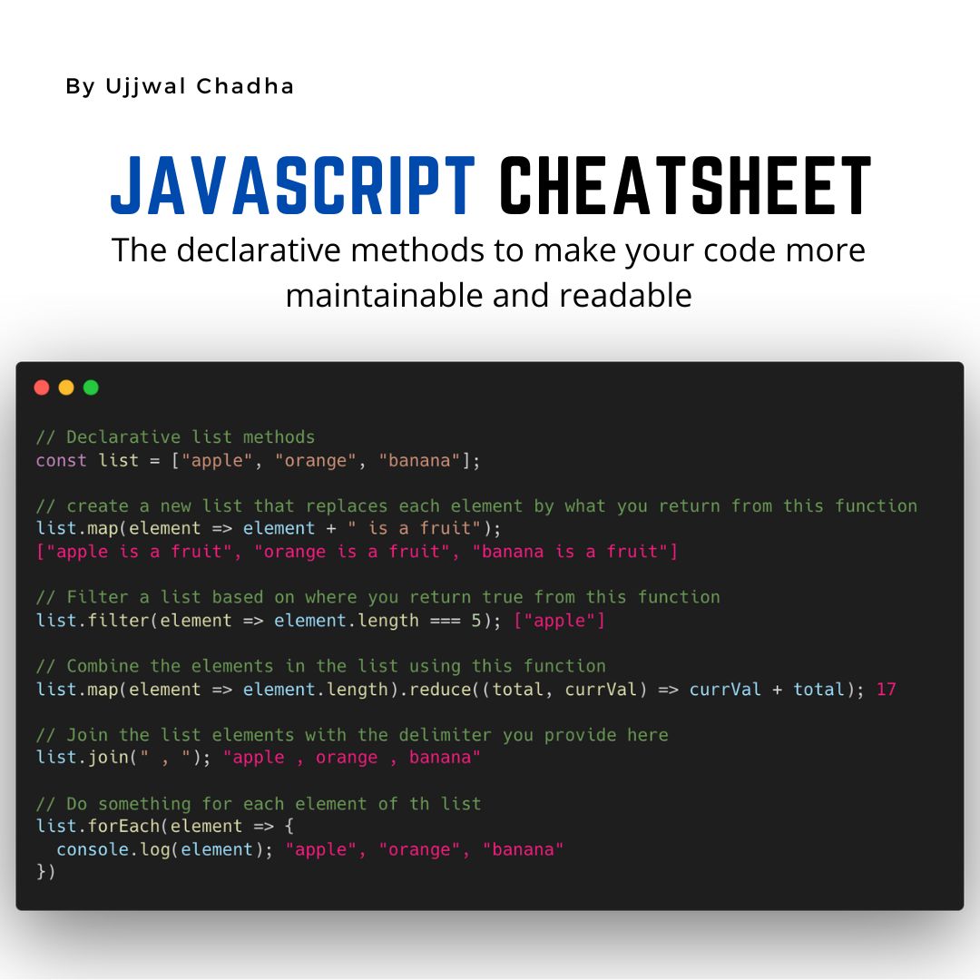 Ujjwal Chadha on LinkedIn: #javascript #cheatsheet #programming #java # ... Ujjwal Chadha on LinkedIn: #javascript #cheatsheet #programming #java # ...