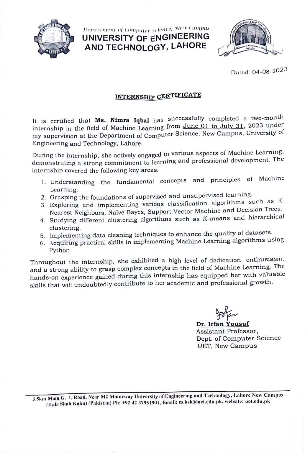 Nimra Iqbal (Kaneez_e_Batool) on LinkedIn: #machinelearning #internship ... Nimra Iqbal (Kaneez_e_Batool) on LinkedIn: #machinelearning #internship ...