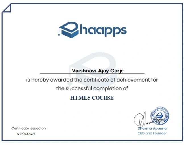 Vaishnavi Garje on LinkedIn: #html5 #webdevlopment #dhaapps Vaishnavi Garje on LinkedIn: #html5 #webdevlopment #dhaapps