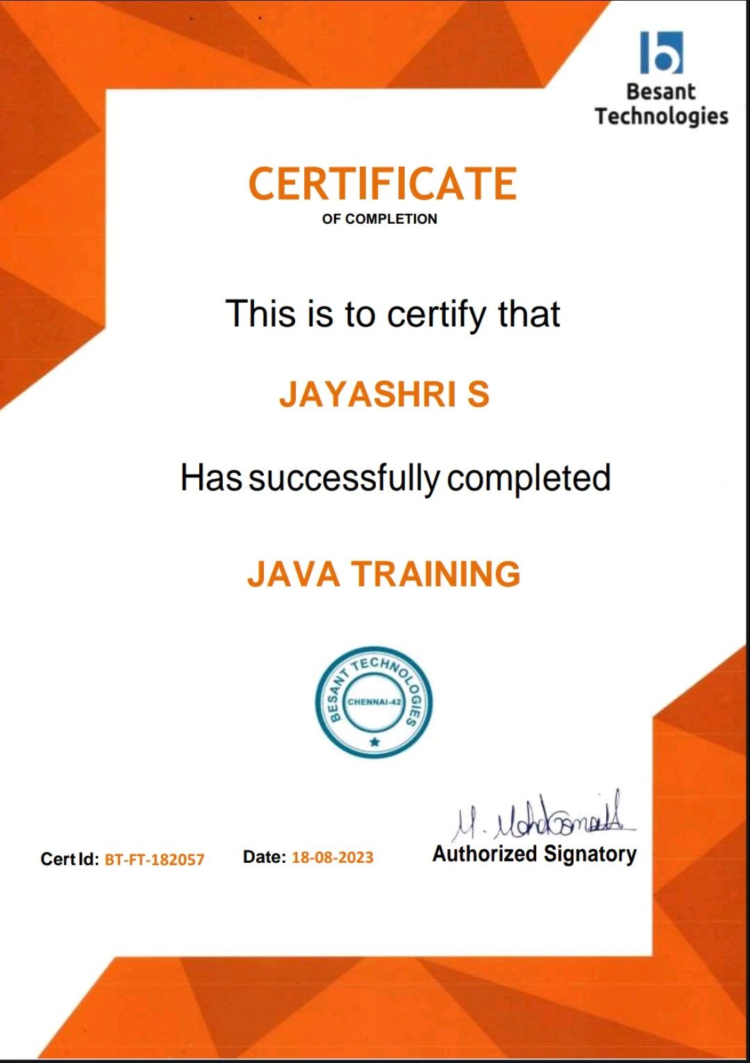 Jayashri S on LinkedIn: #besanttechnologies #java #training # ... Jayashri S on LinkedIn: #besanttechnologies #java #training # ...