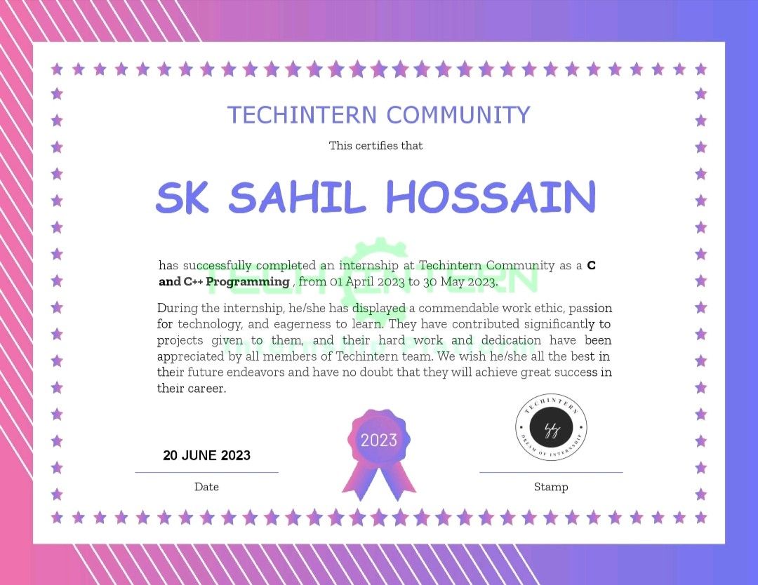 Sk Sahil Hossain on LinkedIn: #internship #cprogramming #cplusplus # ... Sk Sahil Hossain on LinkedIn: #internship #cprogramming #cplusplus # ...