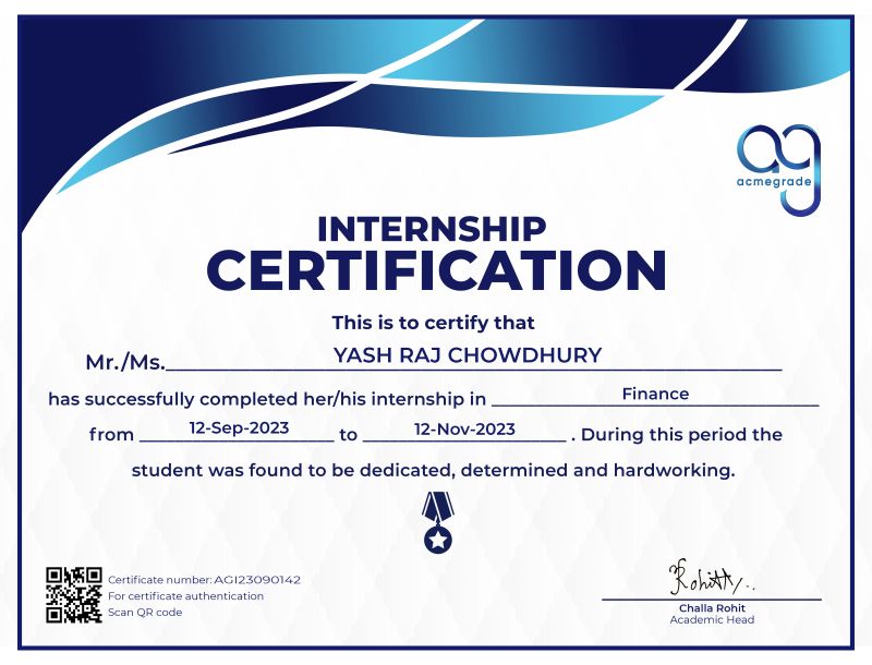 Yashraj Chowdhury on LinkedIn: I have completed my internship in ... Yashraj Chowdhury on LinkedIn: I have completed my internship in ...