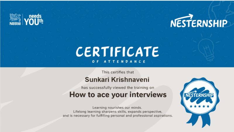Sunkari Krishnaveni on LinkedIn: #interviewtips #nestleinternship Sunkari Krishnaveni on LinkedIn: #interviewtips #nestleinternship