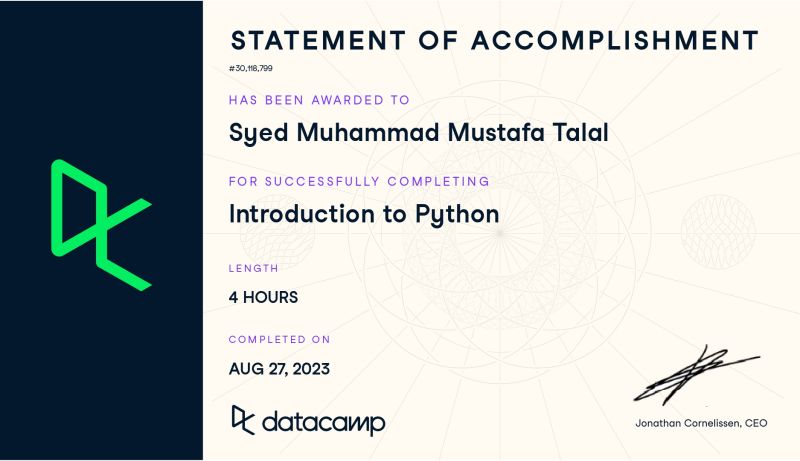 Syed Mustafa Talal on LinkedIn: #python #datascience #continuouslearning Syed Mustafa Talal on LinkedIn: #python #datascience #continuouslearning