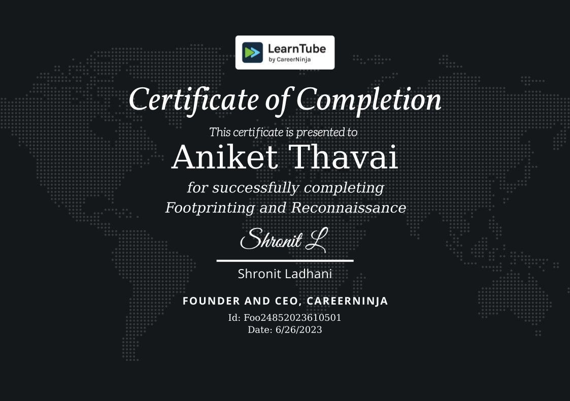 Aniket Thavai on LinkedIn: #ethicalhacking #careerninja #technology Aniket Thavai on LinkedIn: #ethicalhacking #careerninja #technology