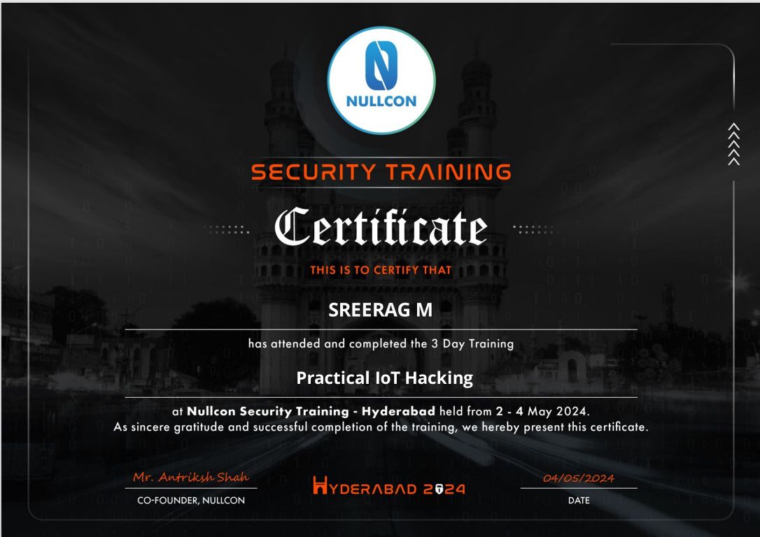 Sreerag M on LinkedIn: Practical IoT Hacking - Nullcon 2024. Thanks ... Sreerag M on LinkedIn: Practical IoT Hacking - Nullcon 2024. Thanks ...