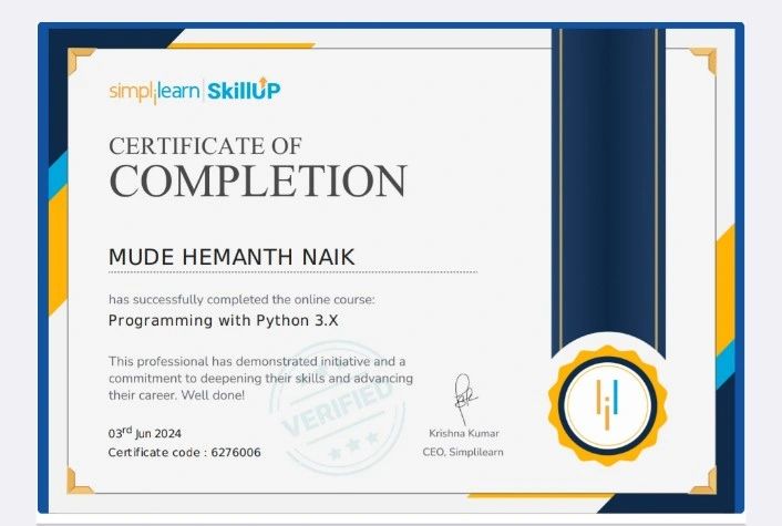 Hemanth Naik on LinkedIn: I have successfully completed Programming ... Hemanth Naik on LinkedIn: I have successfully completed Programming ...