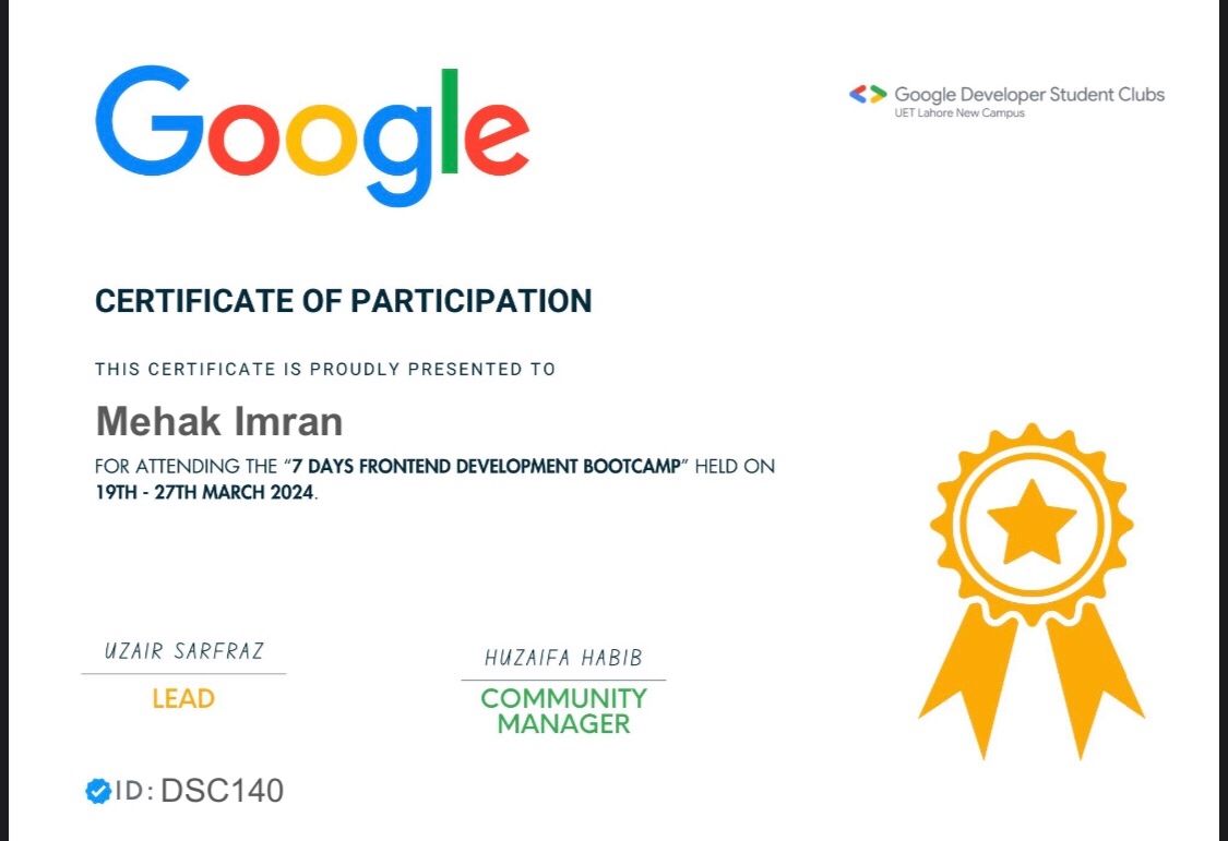 Mehak Imran on LinkedIn: #webdev #frontend #gdsc Mehak Imran on LinkedIn: #webdev #frontend #gdsc