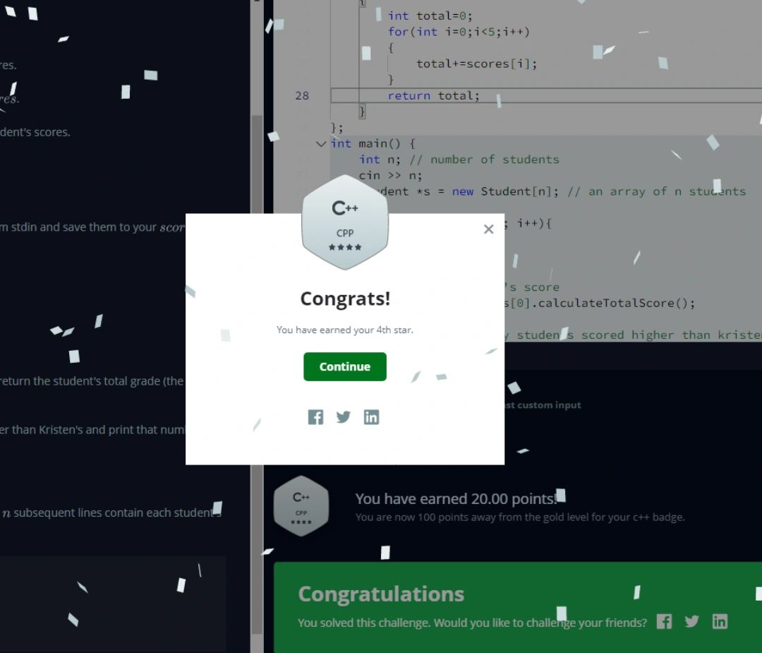 Jit Dhank on LinkedIn: Today i have earned my 4th star in C++ at HackerRank Jit Dhank on LinkedIn: Today i have earned my 4th star in C++ at HackerRank