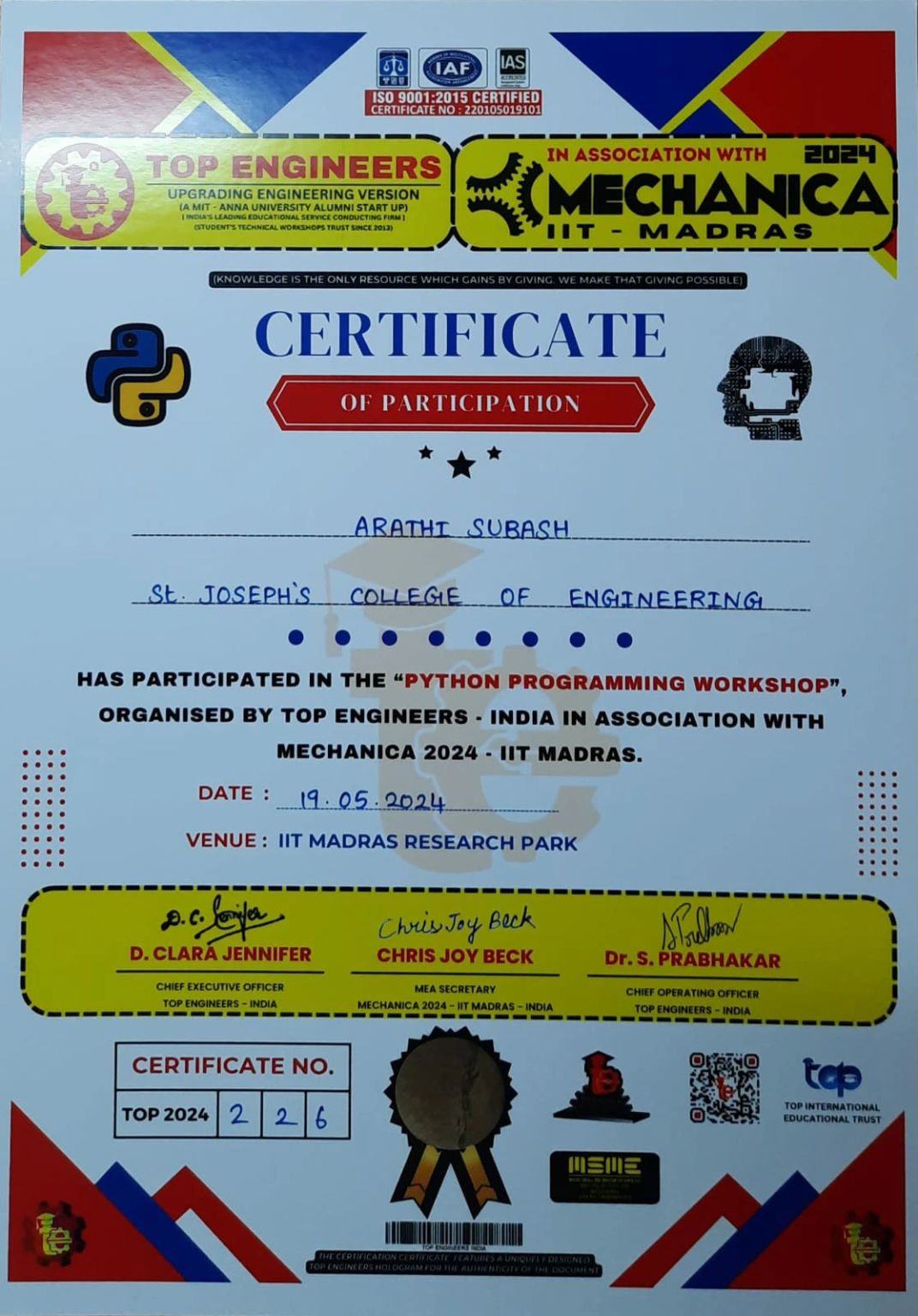Arathi Subash on LinkedIn: #python #programming #iitmadras Arathi Subash on LinkedIn: #python #programming #iitmadras