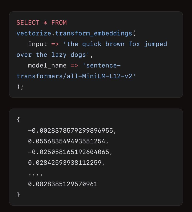 Denis Magda on LinkedIn: The pg_vectorize extension of Postgres ... Denis Magda on LinkedIn: The pg_vectorize extension of Postgres ...