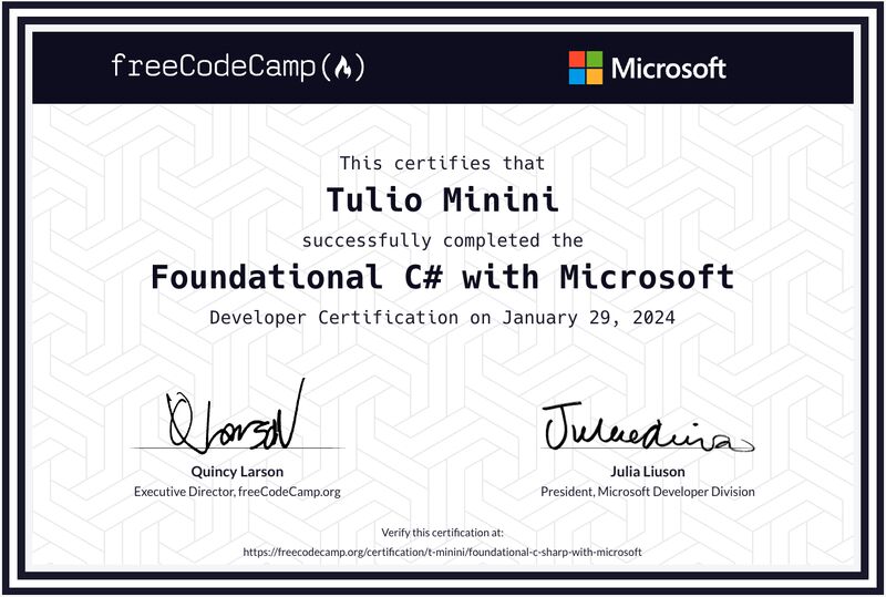 Tulio Minini on LinkedIn: #csharp #microsoft #freecodecamp #programming ... Tulio Minini on LinkedIn: #csharp #microsoft #freecodecamp #programming ...