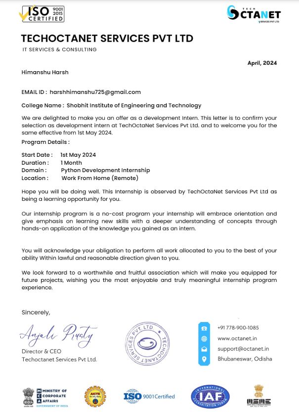 Himanshu Harsh on LinkedIn: #octanet #python #pythondevelopment #internship Himanshu Harsh on LinkedIn: #octanet #python #pythondevelopment #internship