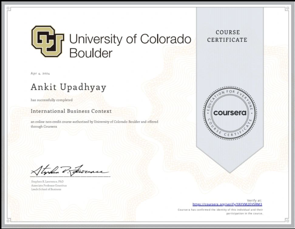 Ankit Upadhyay on LinkedIn: #coursera #internationalbusiness # ... Ankit Upadhyay on LinkedIn: #coursera #internationalbusiness # ...