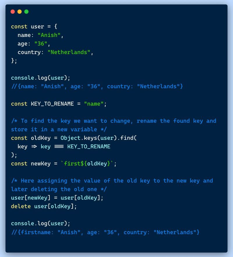 Anis SAFIA ️ on LinkedIn: 💡Javascript tip! You can rename a property of ... Anis SAFIA ️ on LinkedIn: 💡Javascript tip! You can rename a property of ...